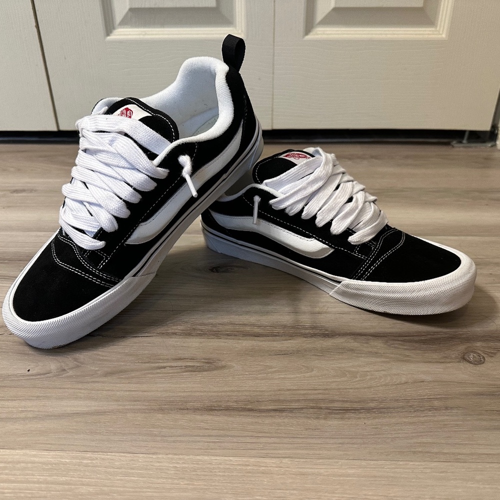 Vans Knu Skool Fat Sneakers Black/White Mens Size 10.5 - Gem